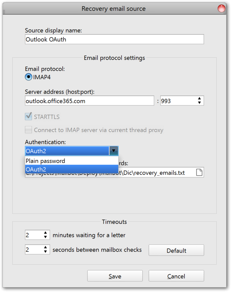 MailBot 16.54. Mandatory authentication via OAuth2 for Outlook mail servers. Part 1. - MailBot ...
